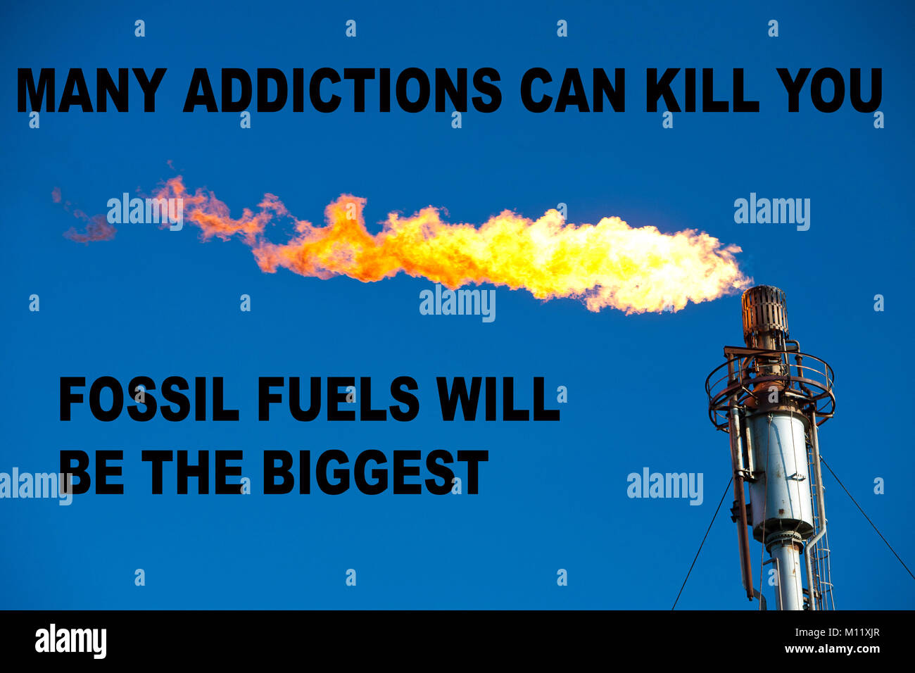 Flaring off gas at the Flotta oil terminal on the Island of Flotta in ...