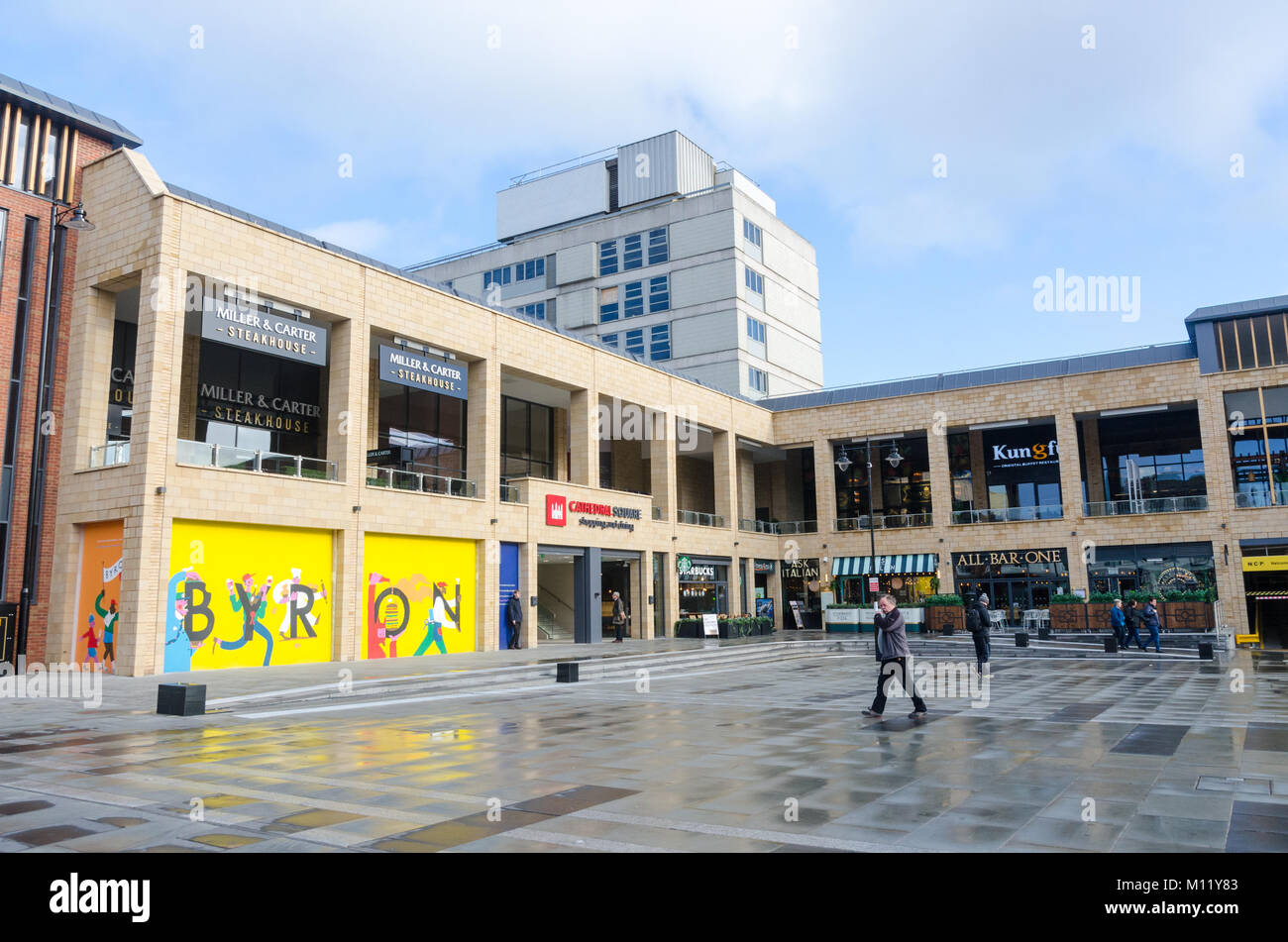 Cathedral Square in Worcester, UK which has a variety of restaurants ...