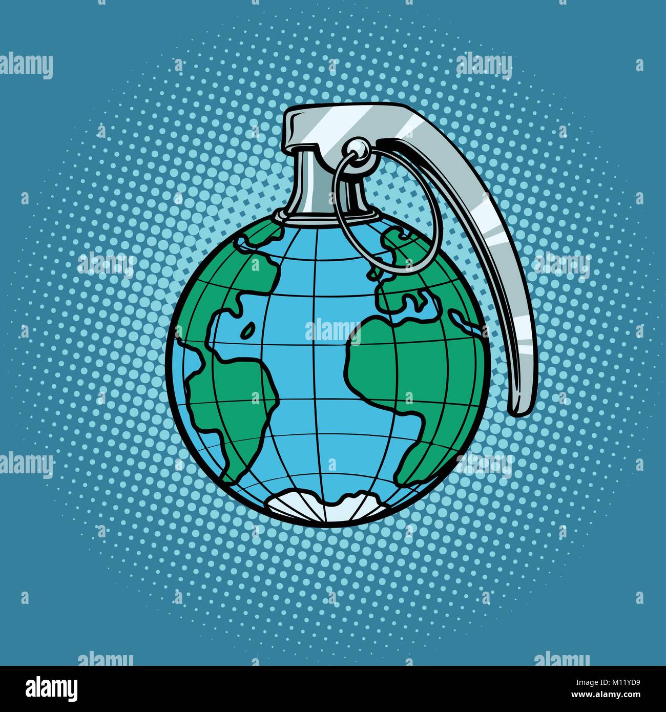 Planet grenade, ecology and politics. Comic book cartoon pop art retro ...