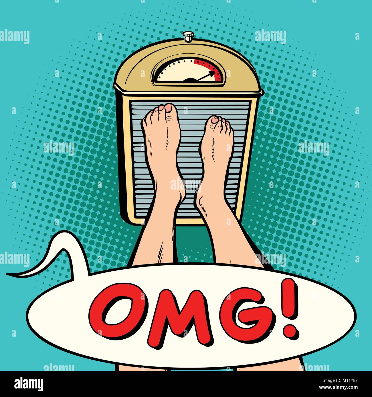 OMG. surprise diet. Comic book cartoon pop art retro illustration Stock ...