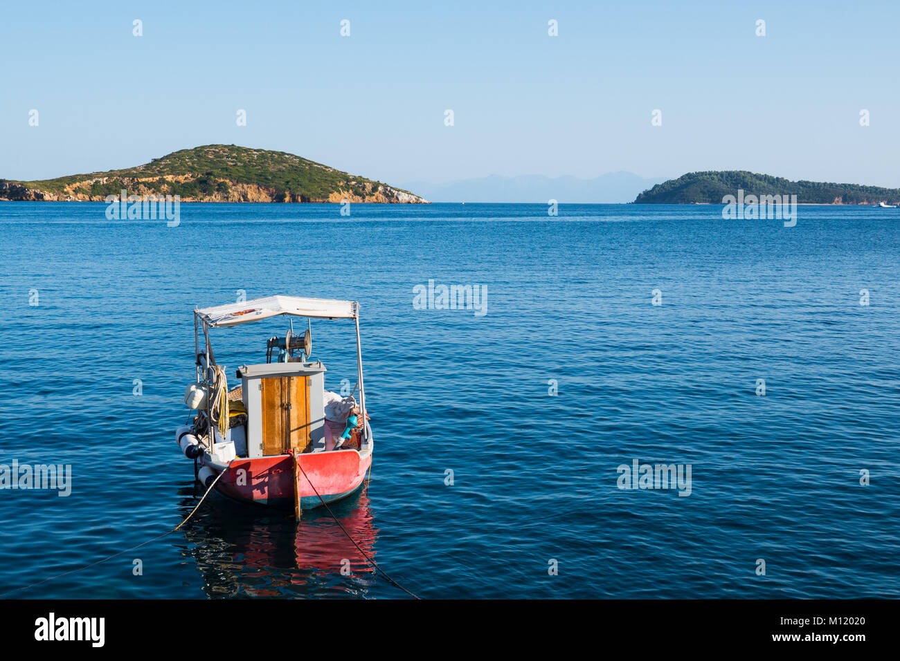 a small traditional fishing boat in Skiathos, Greece Stock Photo - Alamy