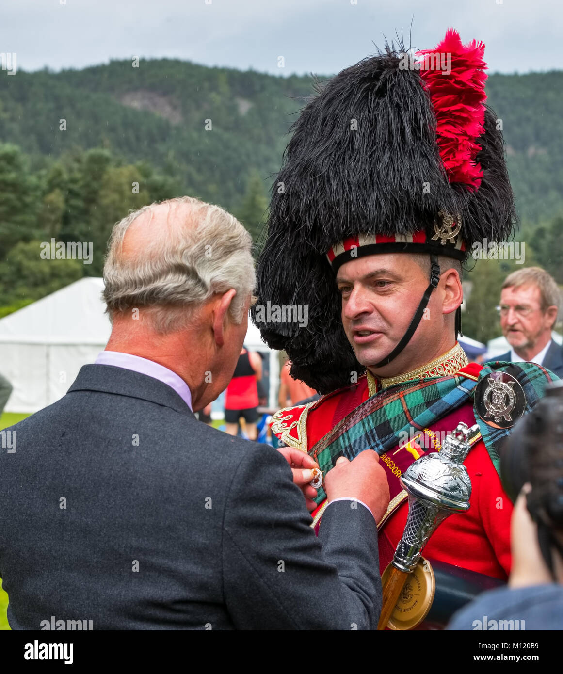 Charles, Duke of Rothesay with Drum Major Ian Esson of Ballater and ...