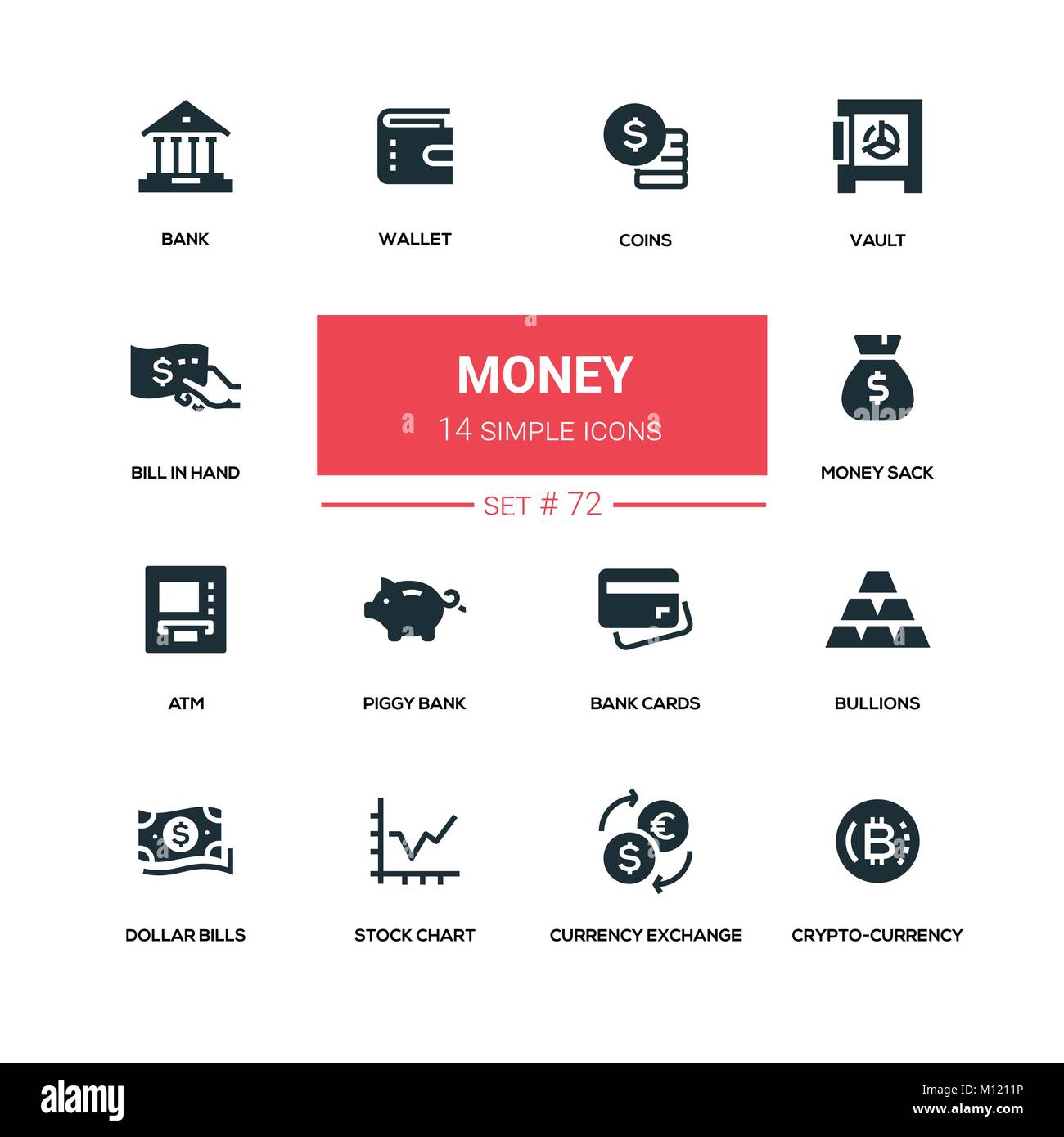 Money - line design silhouette icons set Stock Vector Image & Art - Alamy