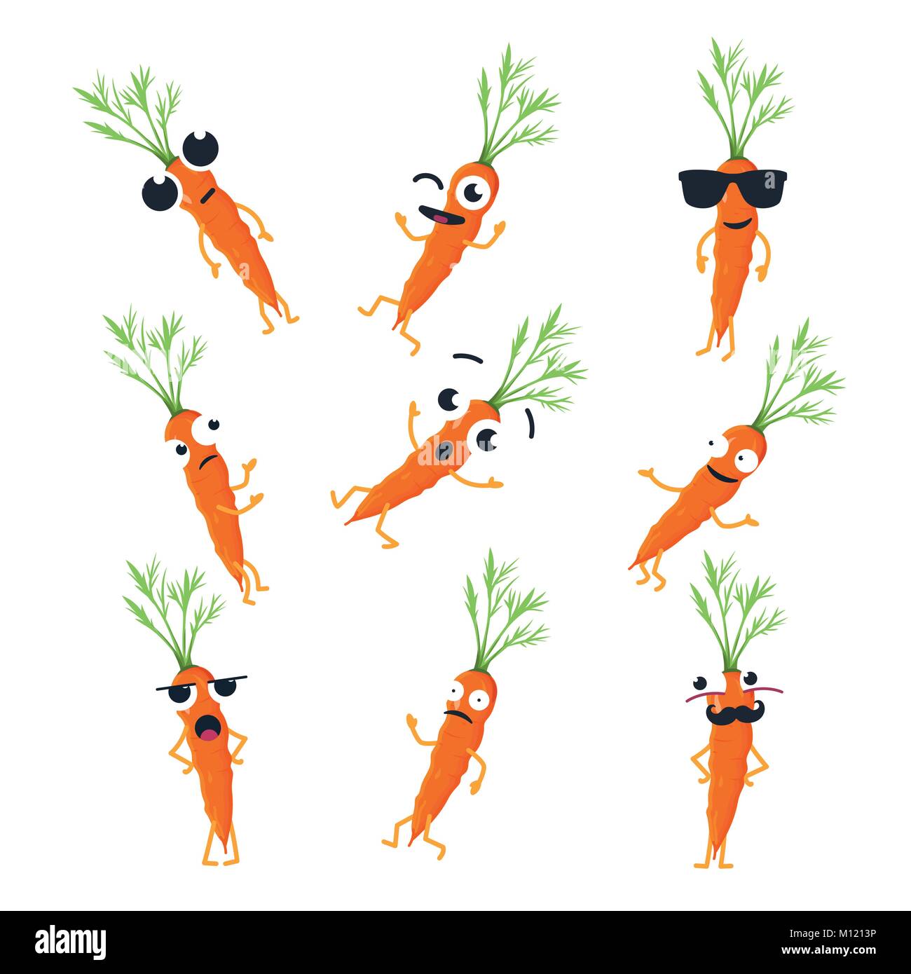 Funny carrot - vector isolated cartoon emoticons Stock Vector Image ...
