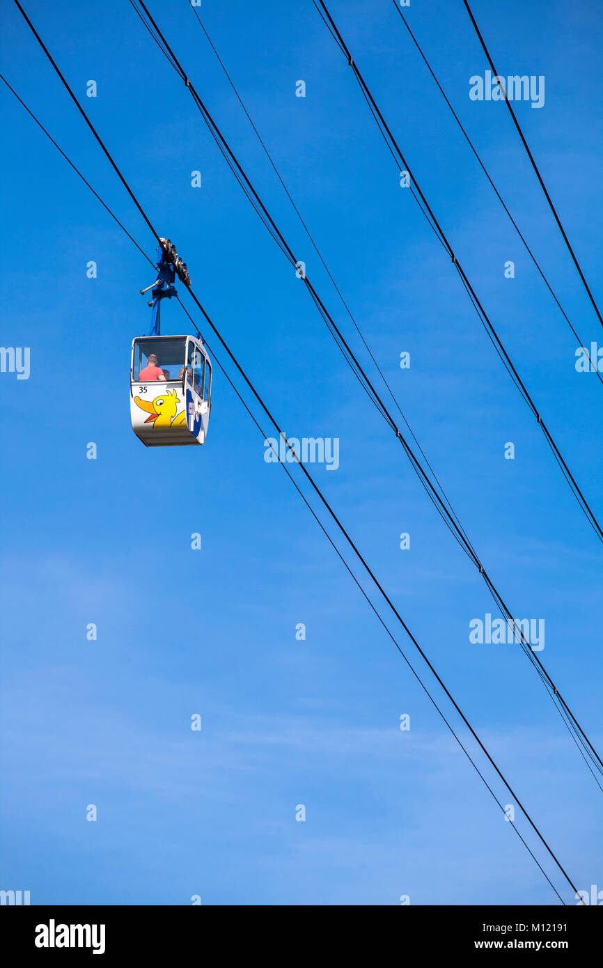 Germany, Cologne, cable car across the river Rhine, it leads from the ...