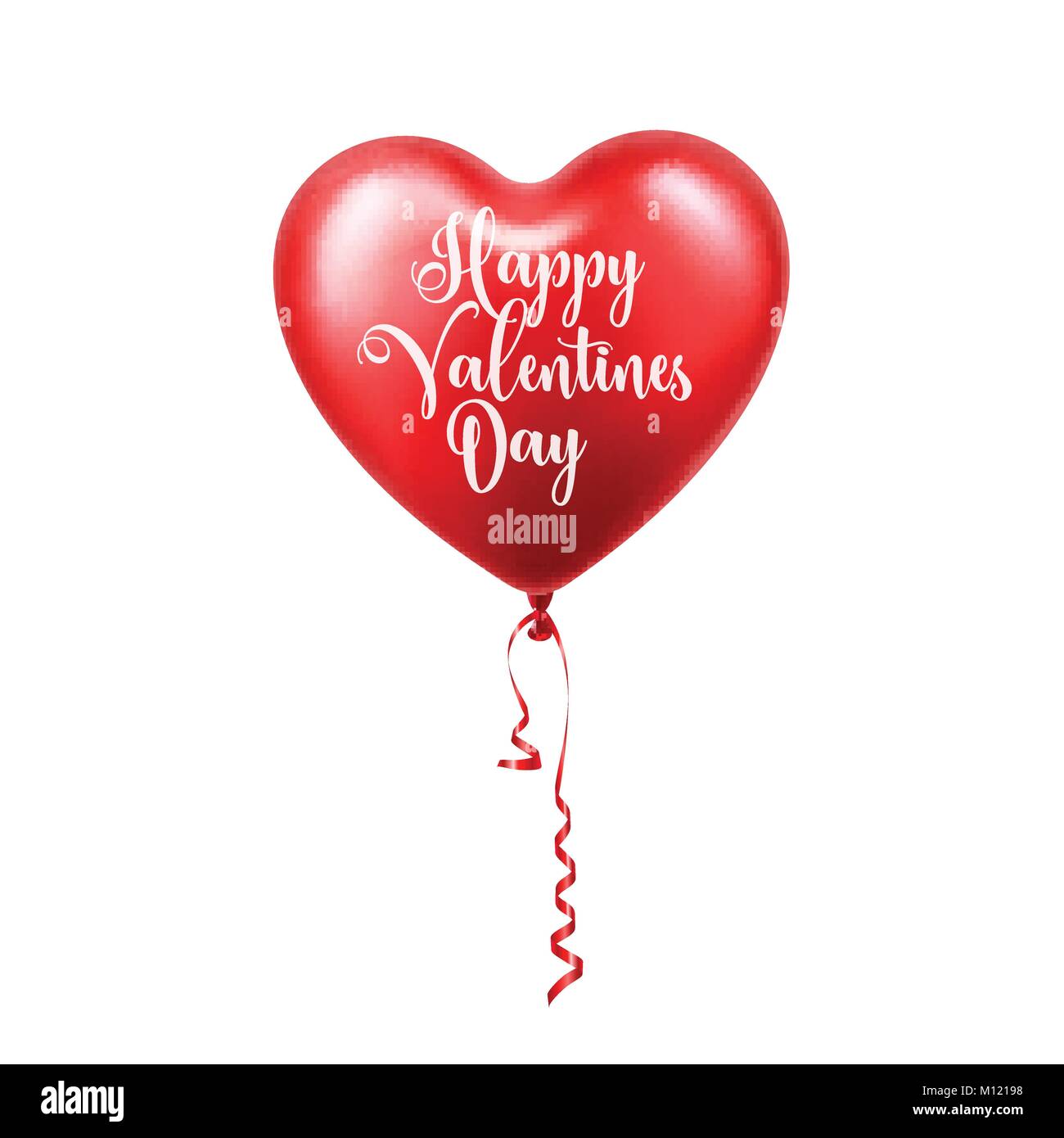 Valentines day red balloon with ribbon. Heart shape. Love, february 14 ...