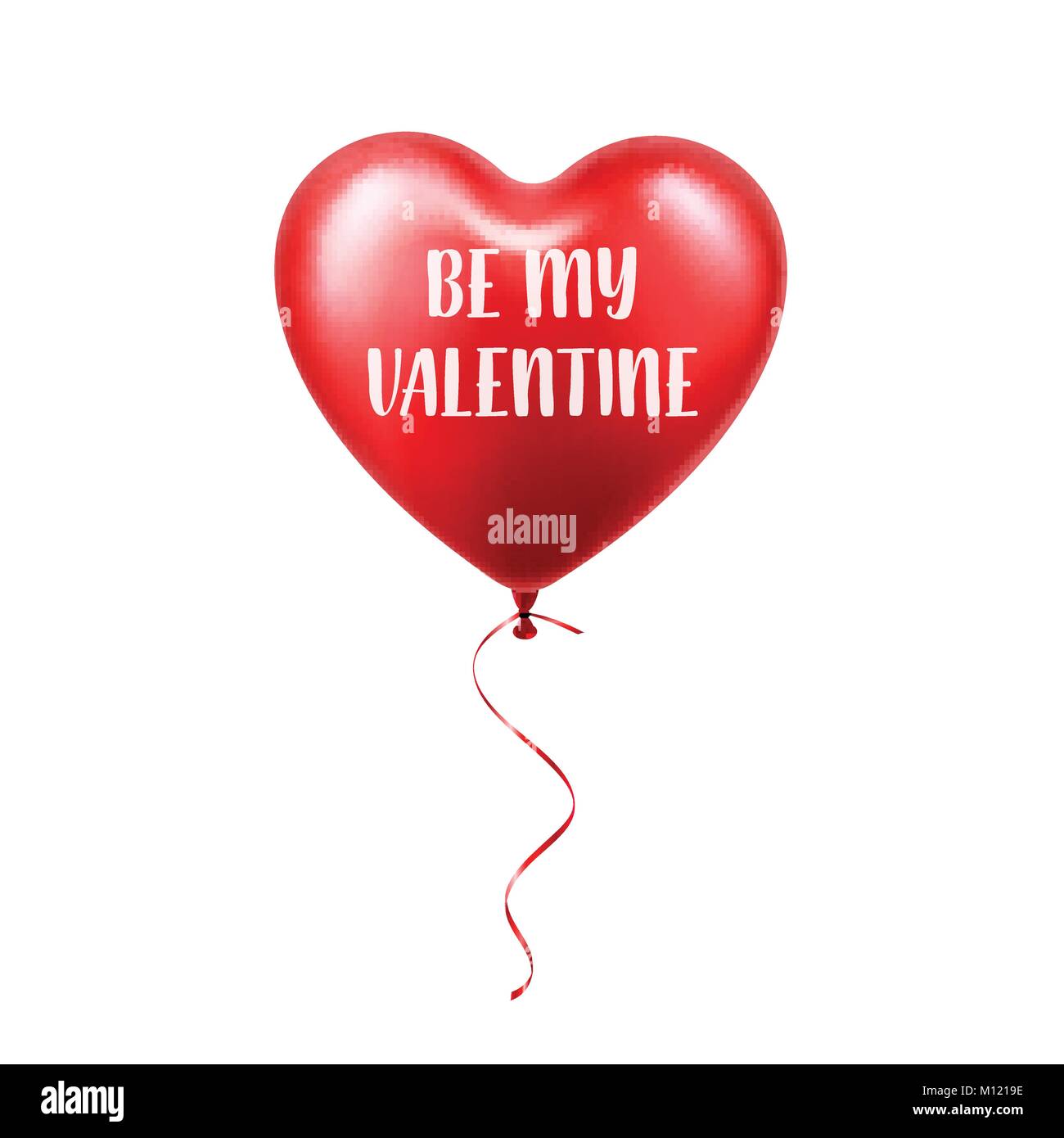 Valentines day red balloon with ribbon. Heart shape. Love, february 14 ...