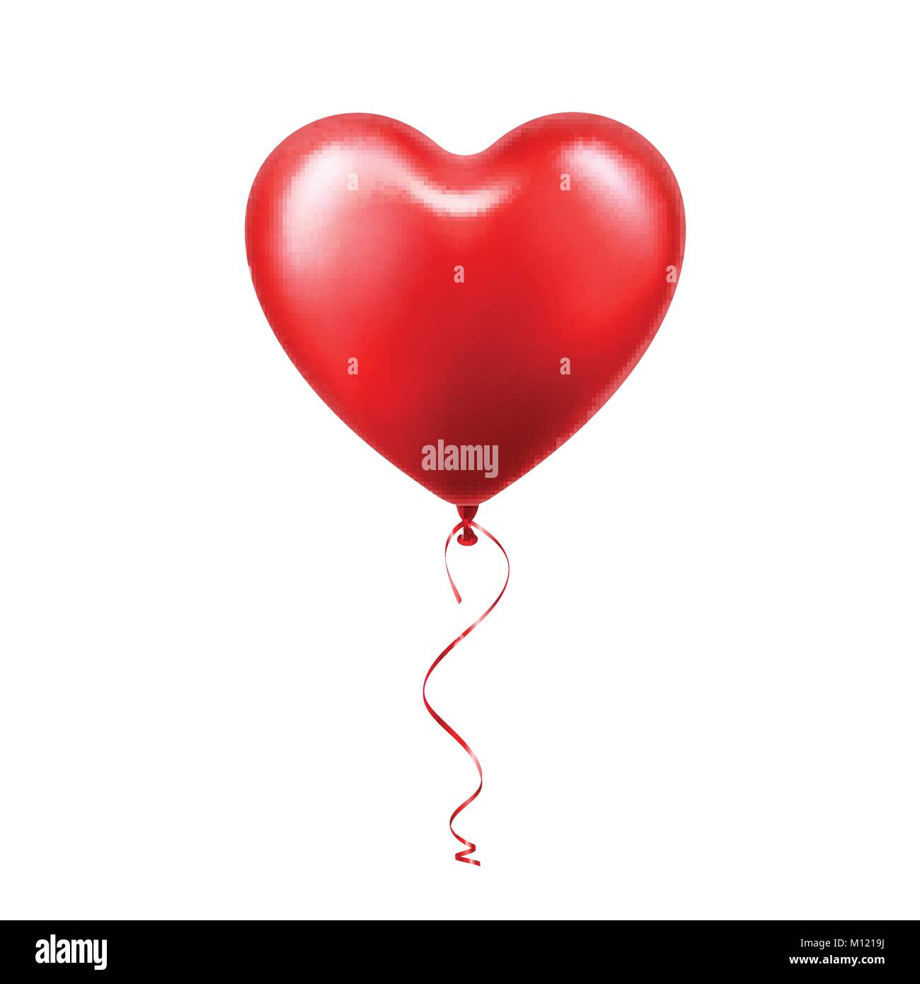 Valentines day red balloon with ribbon. Heart shape. Love, february 14 ...