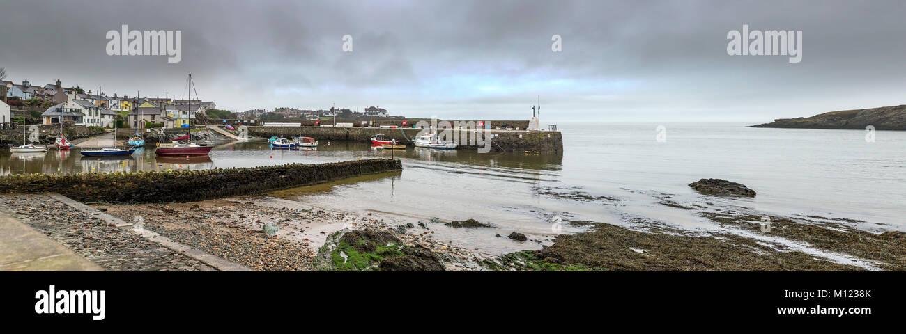 Panoramic view of Cemaes Harbour, Cemaes Bay, Anglesey Stock Photo - Alamy