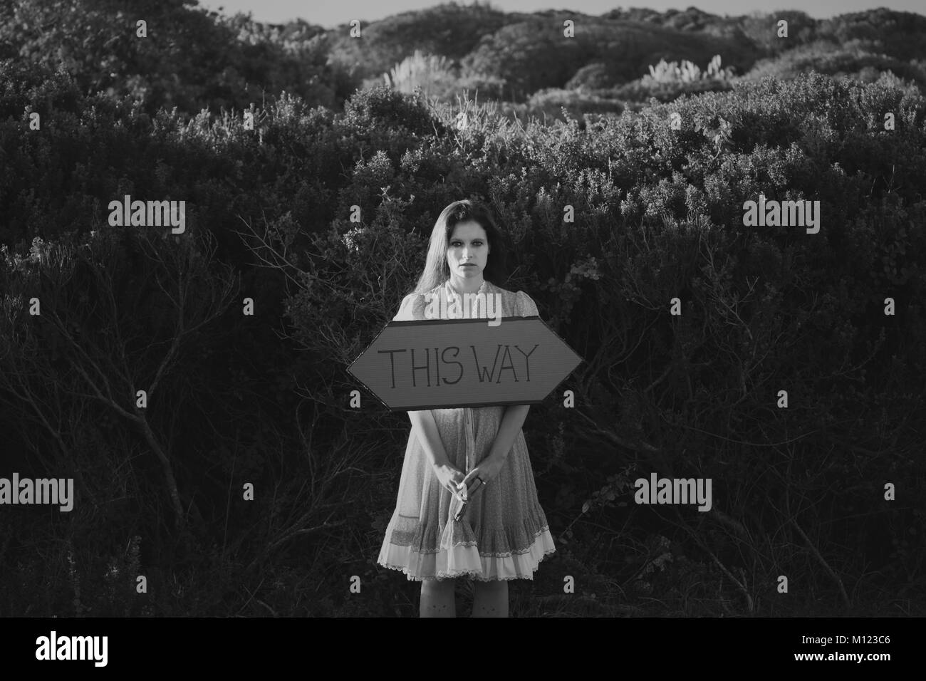 Symbol picture decision,woman with shield in hand,indecisive Stock ...