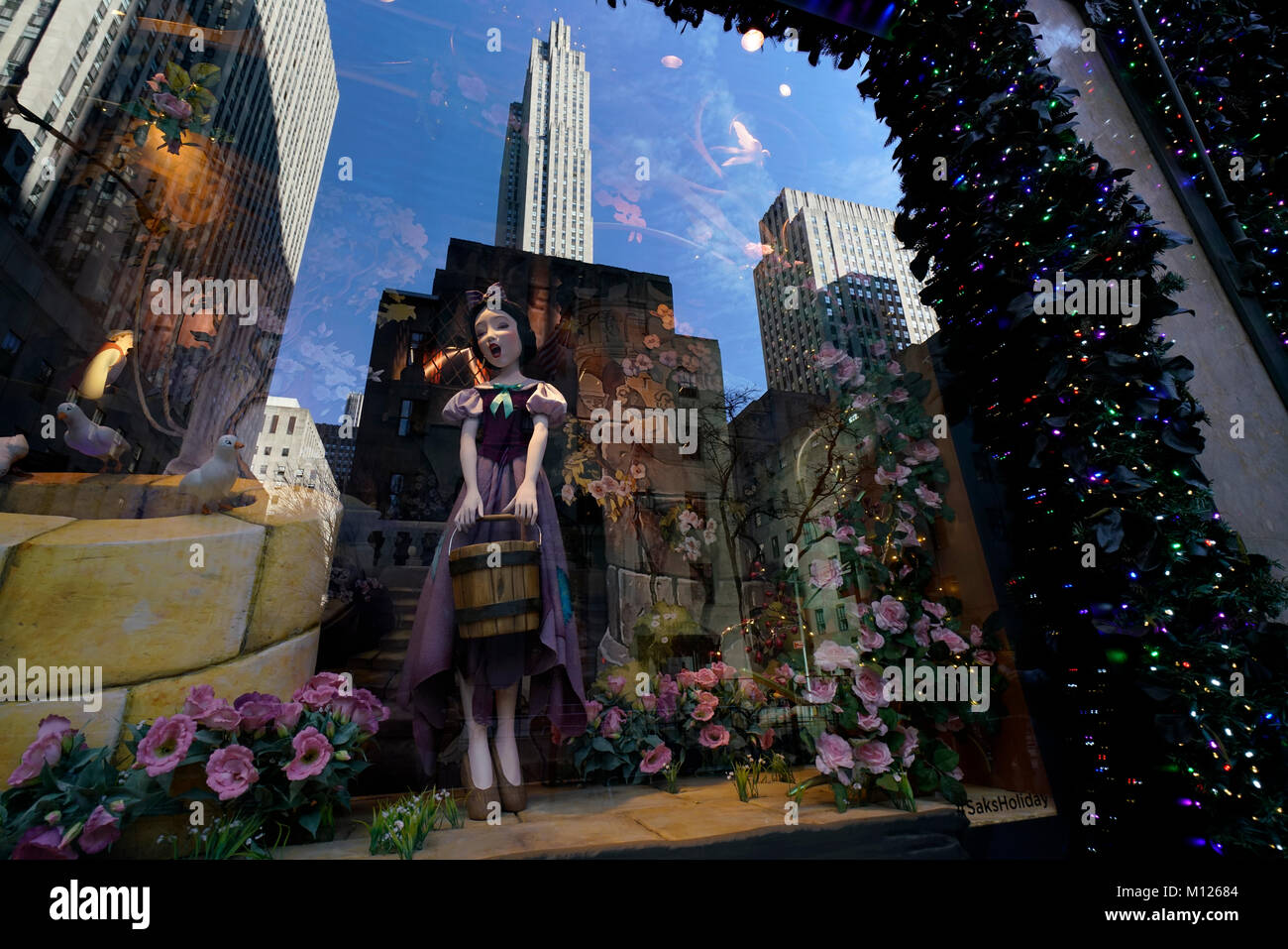 Christmas Window display of Saks Fifth Avenue department store with the ...
