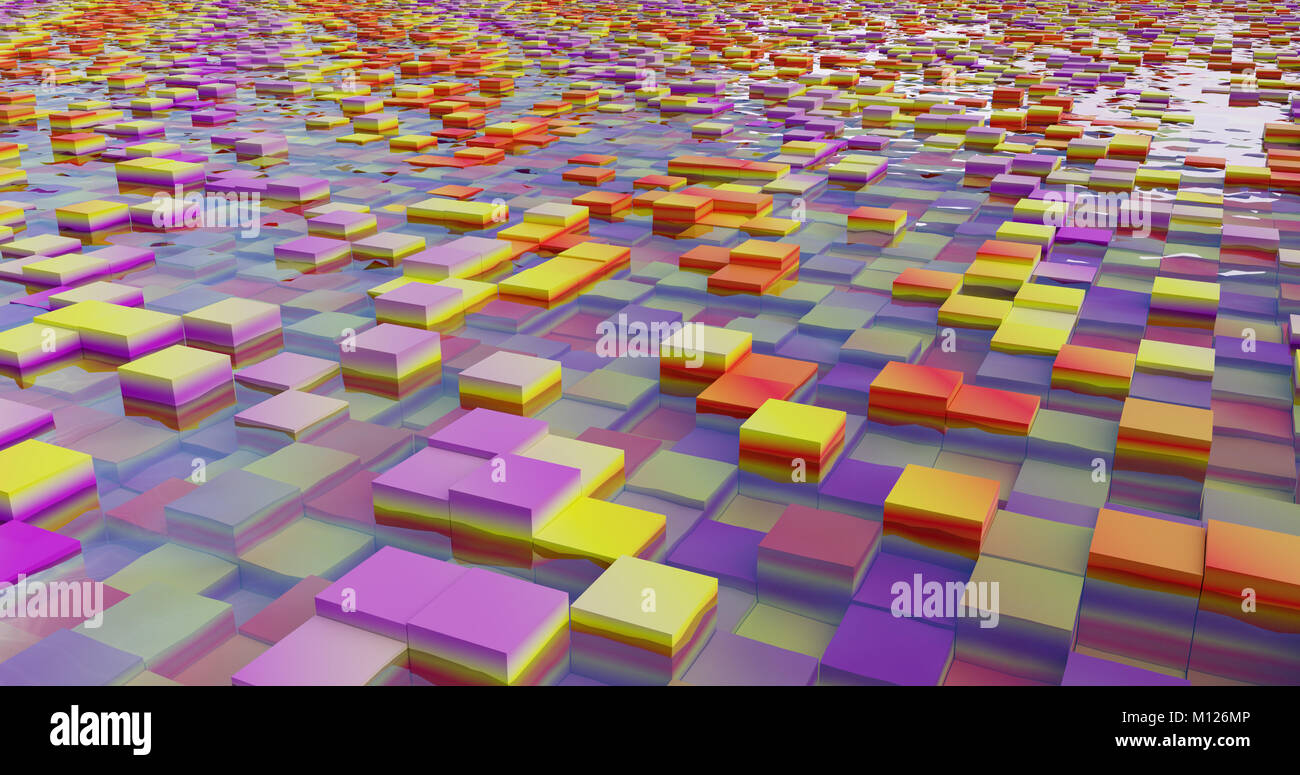 A Flooded colorful cube landscape Stock Photo - Alamy