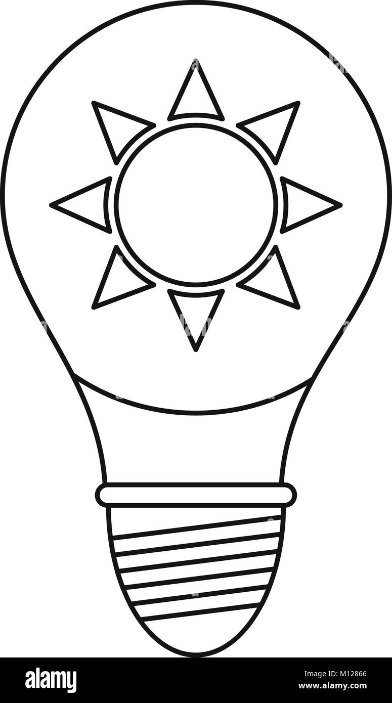 Light bulb with sun inside icon outline Stock Vector Image & Art - Alamy