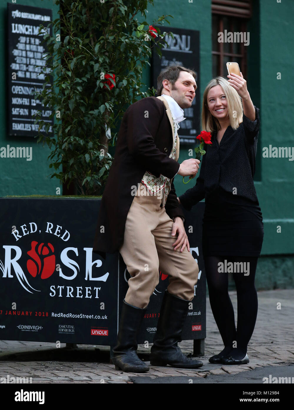 Gareth Morrison as Robert Burns has a selfie with stylist Rachel Tait ...