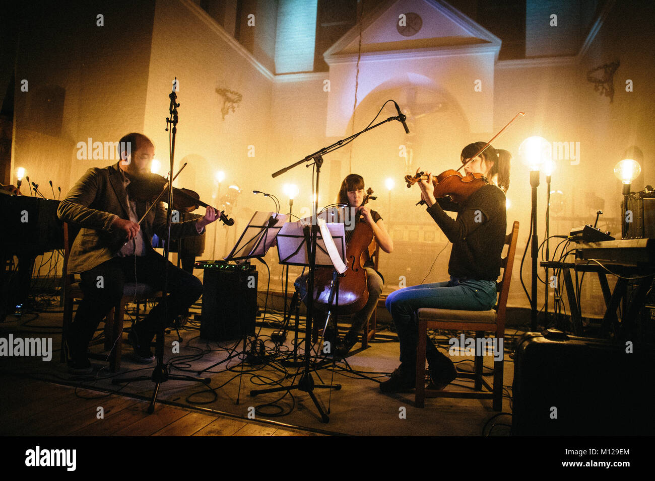 The Belgian music ensemble The Ecco Collective performs a live concert ...