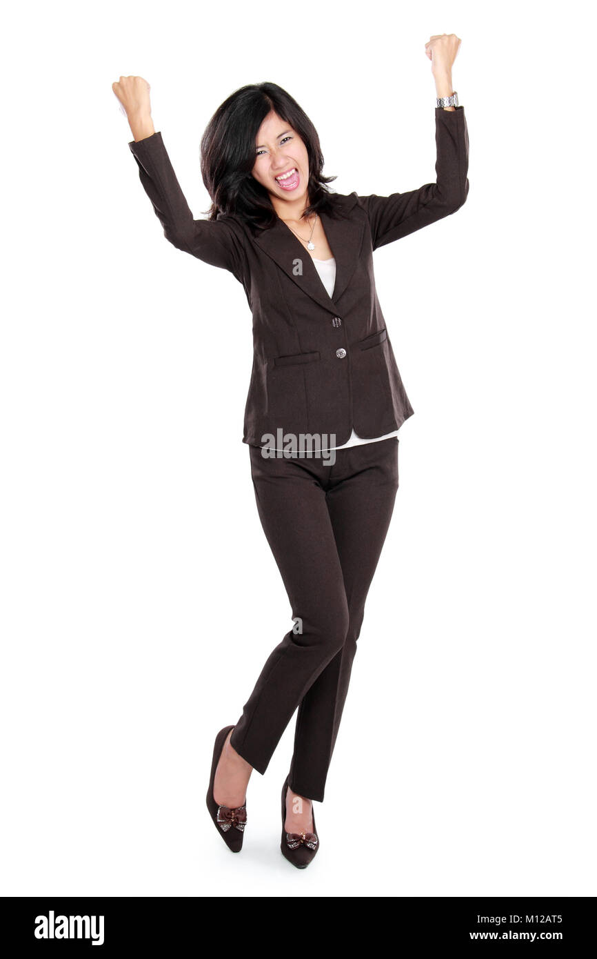 Excited businesswoman very Excited. happy asian business woman isolated ...