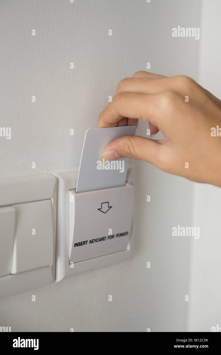 A portrait of a Key Card to activating the electricity in a room hotel ...