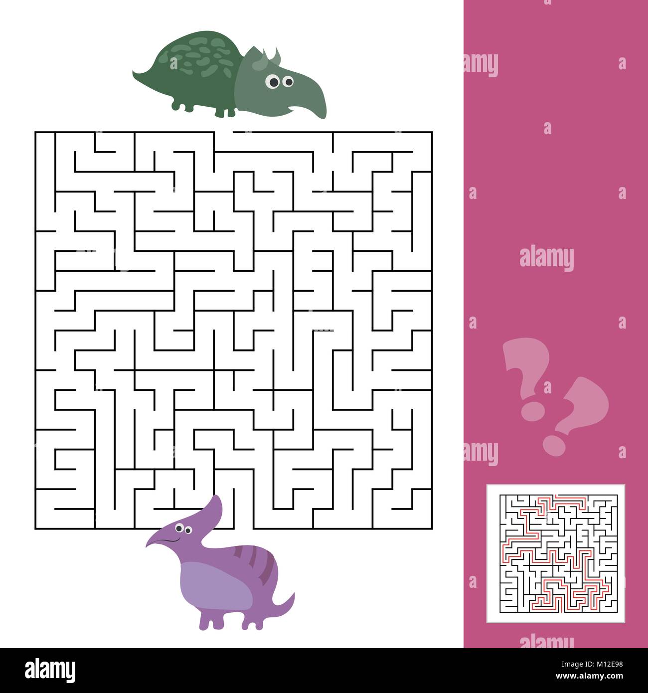 Funny maze for children. Help the dino to find friend. Kids games with ...