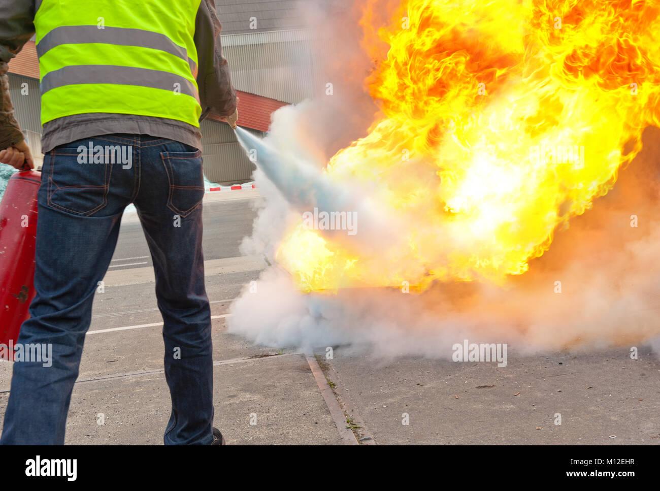 fire extinguisher exercise Stock Photo - Alamy