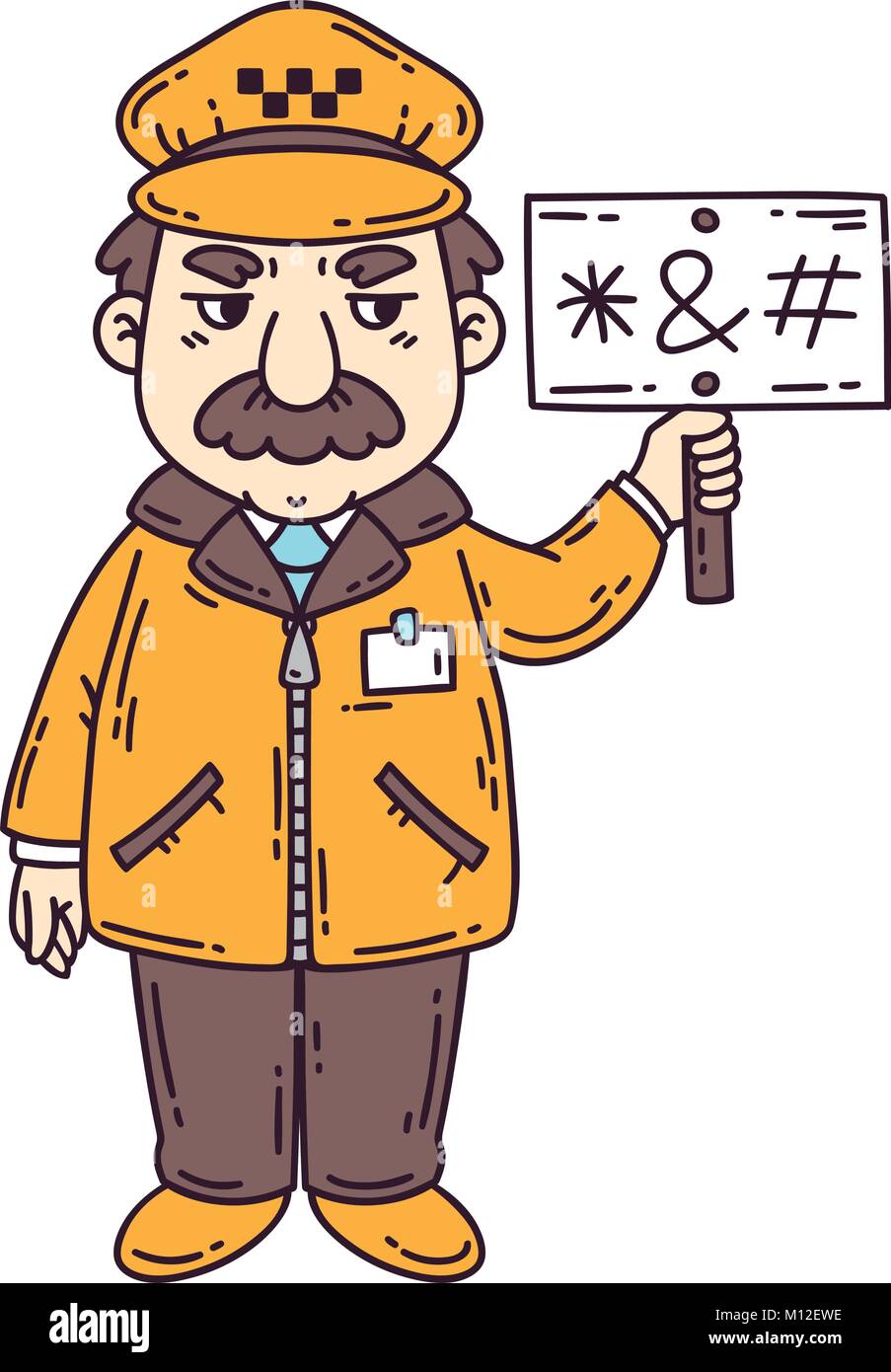 Angry taxi driver. Isolated objects on white background. Cartoon vector ...