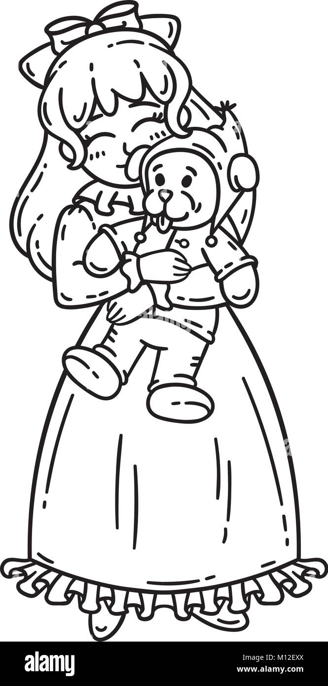 Cute Little Girl Outline Drawing Stock Photos & Cute Little Girl ...