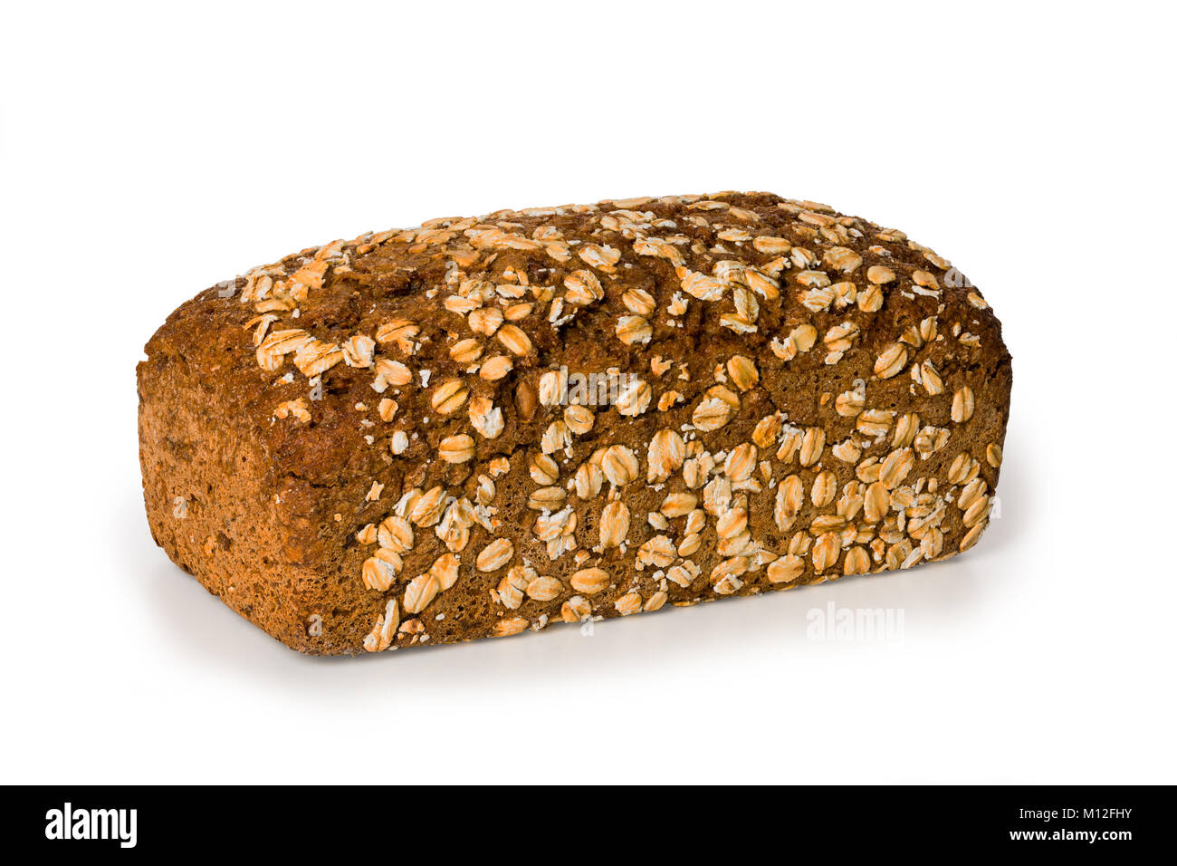 Loaf whole grain black bread isolated white background, front view ...