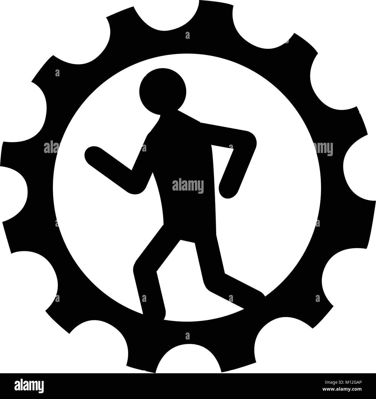 Man running inside a gear icon Stock Vector Image & Art - Alamy