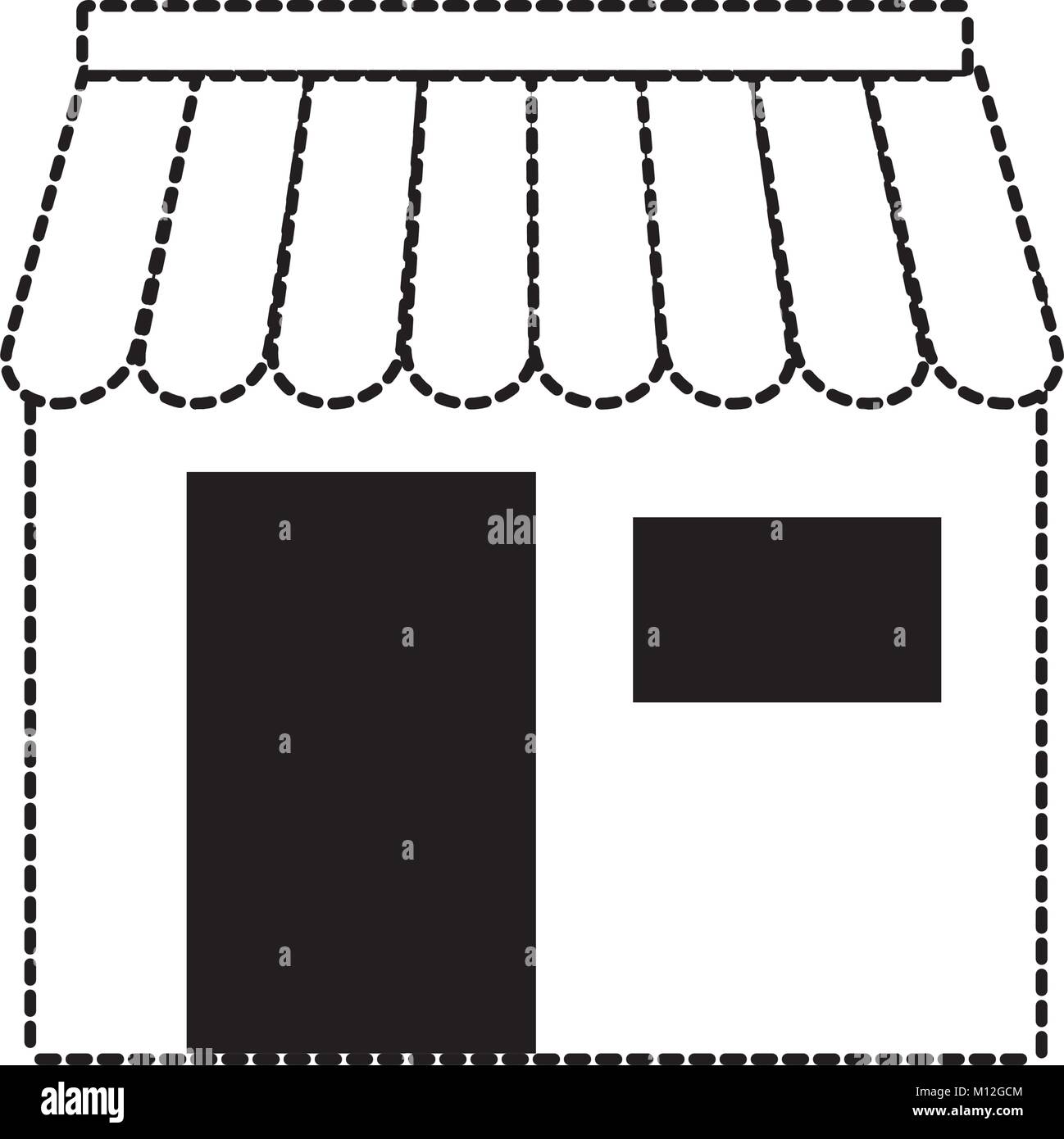 monochromatic store with awning vector illustration Stock Vector Image ...