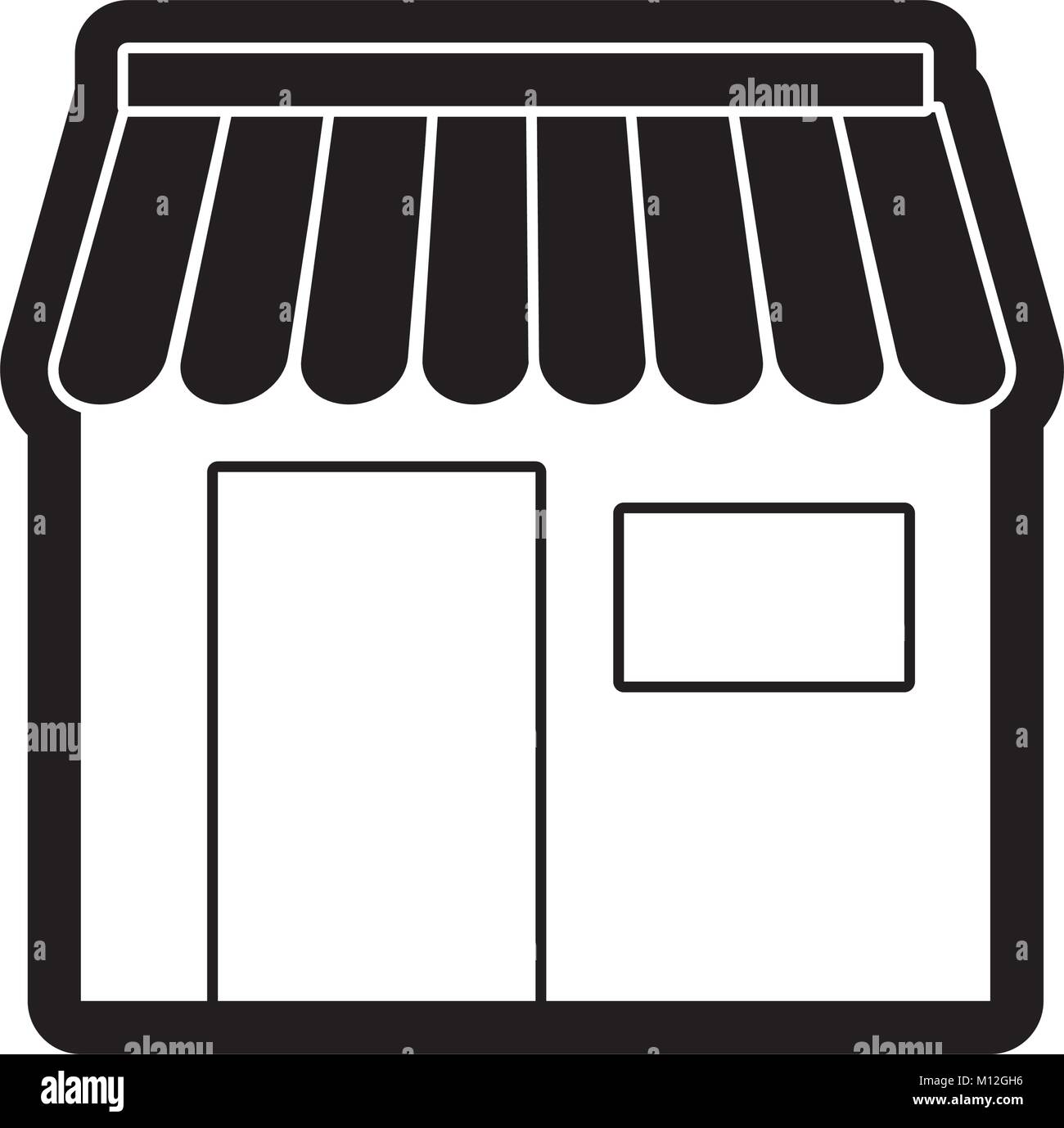 monochromatic store with awning vector illustration Stock Vector Image ...