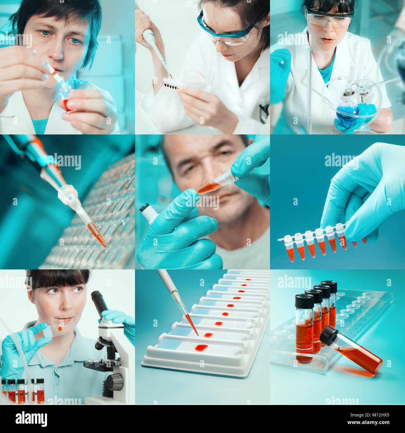 Scientists working with various samples, collage Stock Photo - Alamy