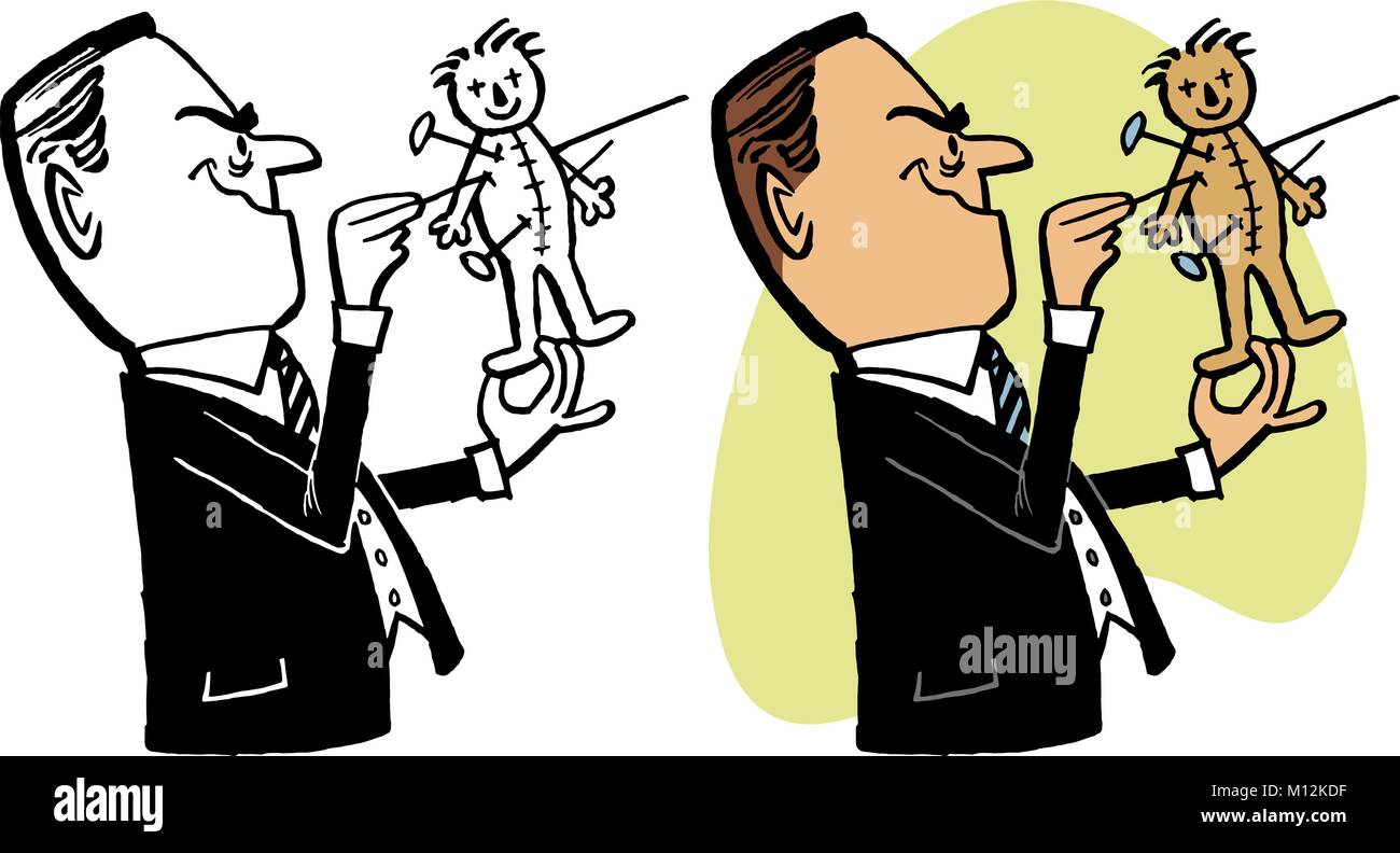 A man gleefully sticks pins into a voodoo doll Stock Vector Image & Art ...