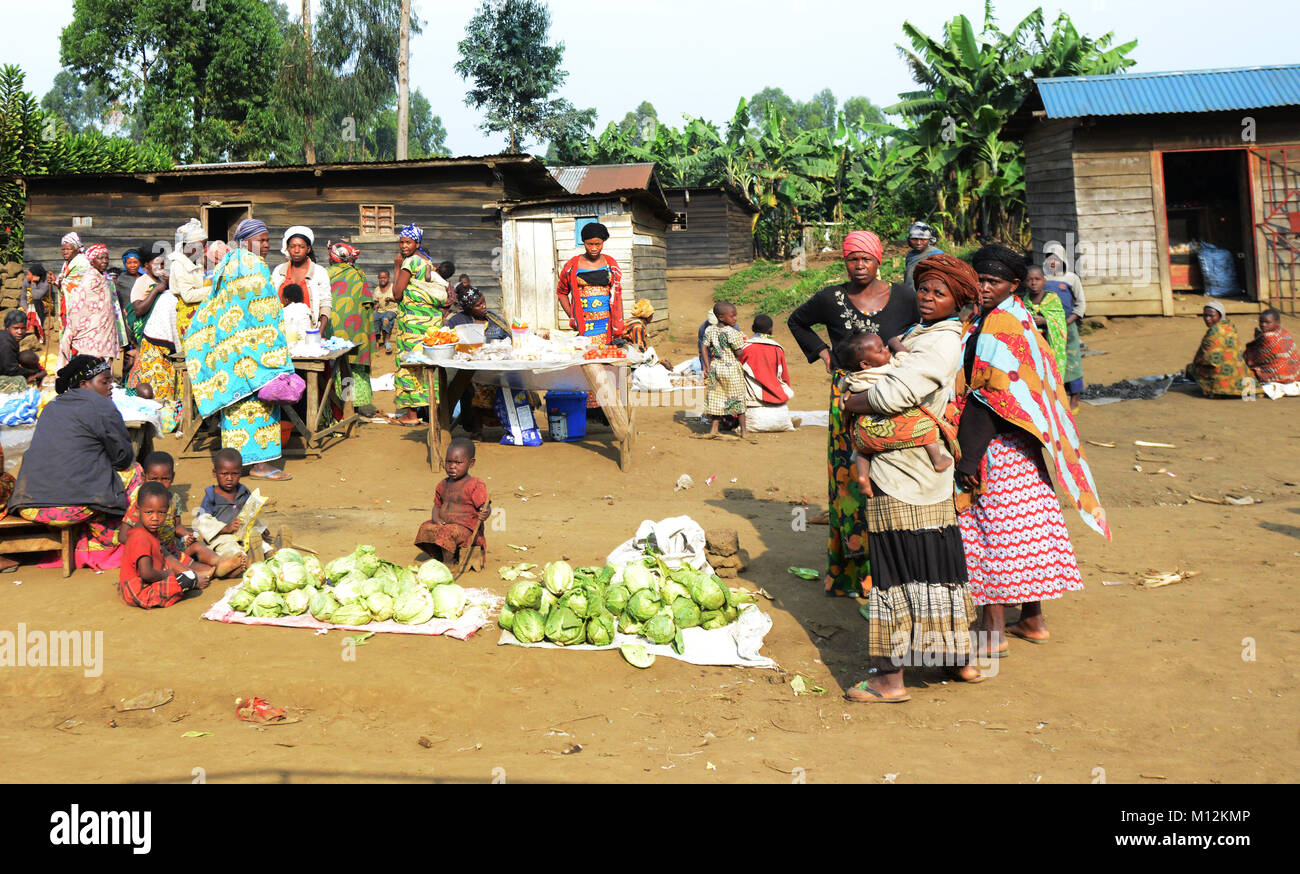 A small rural Congolese market in North Kivu province, D.R.C Stock ...