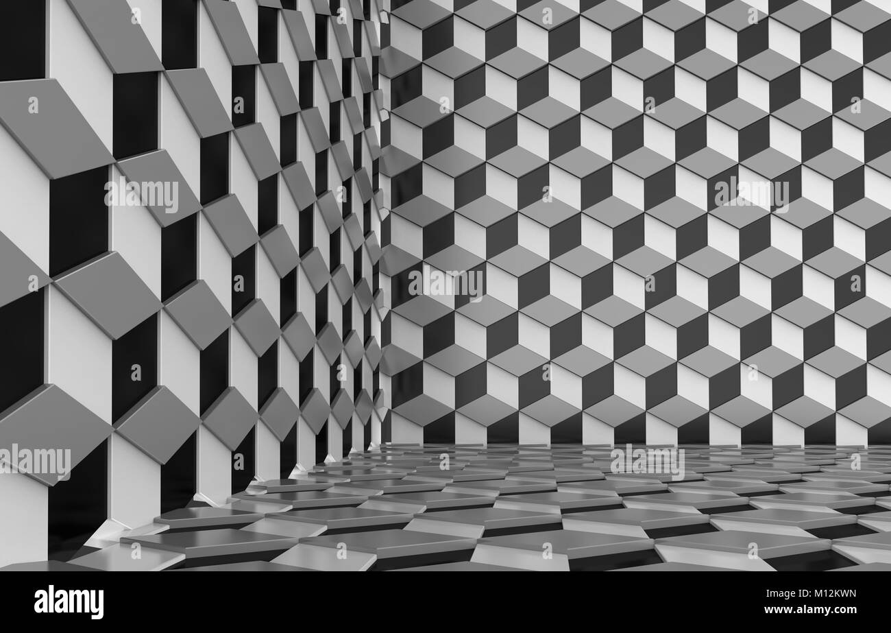 3d rendering black white cube hi-res stock photography and images - Alamy