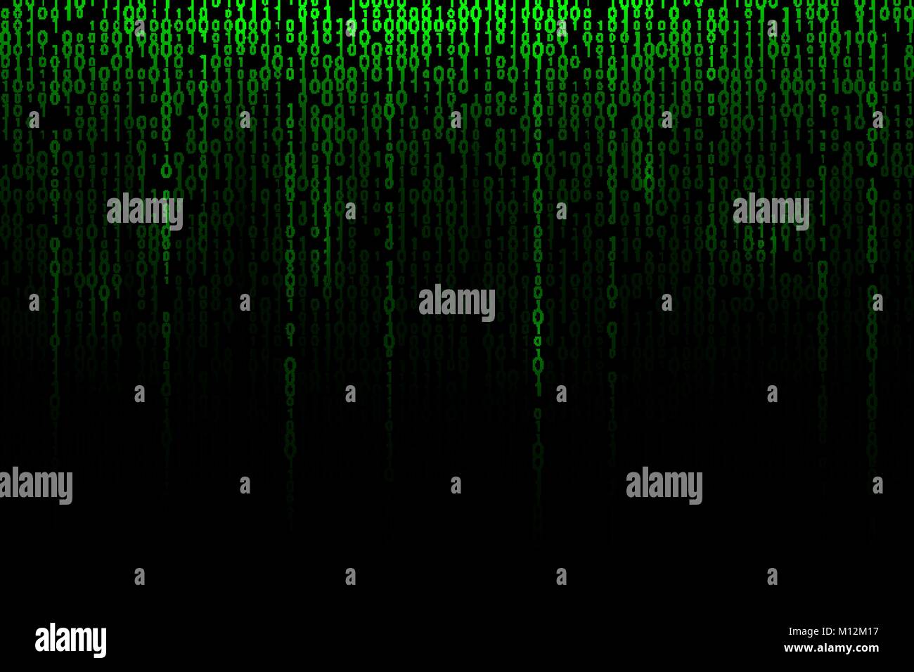 Green falling digits background. Binary backdrop illustration Stock ...