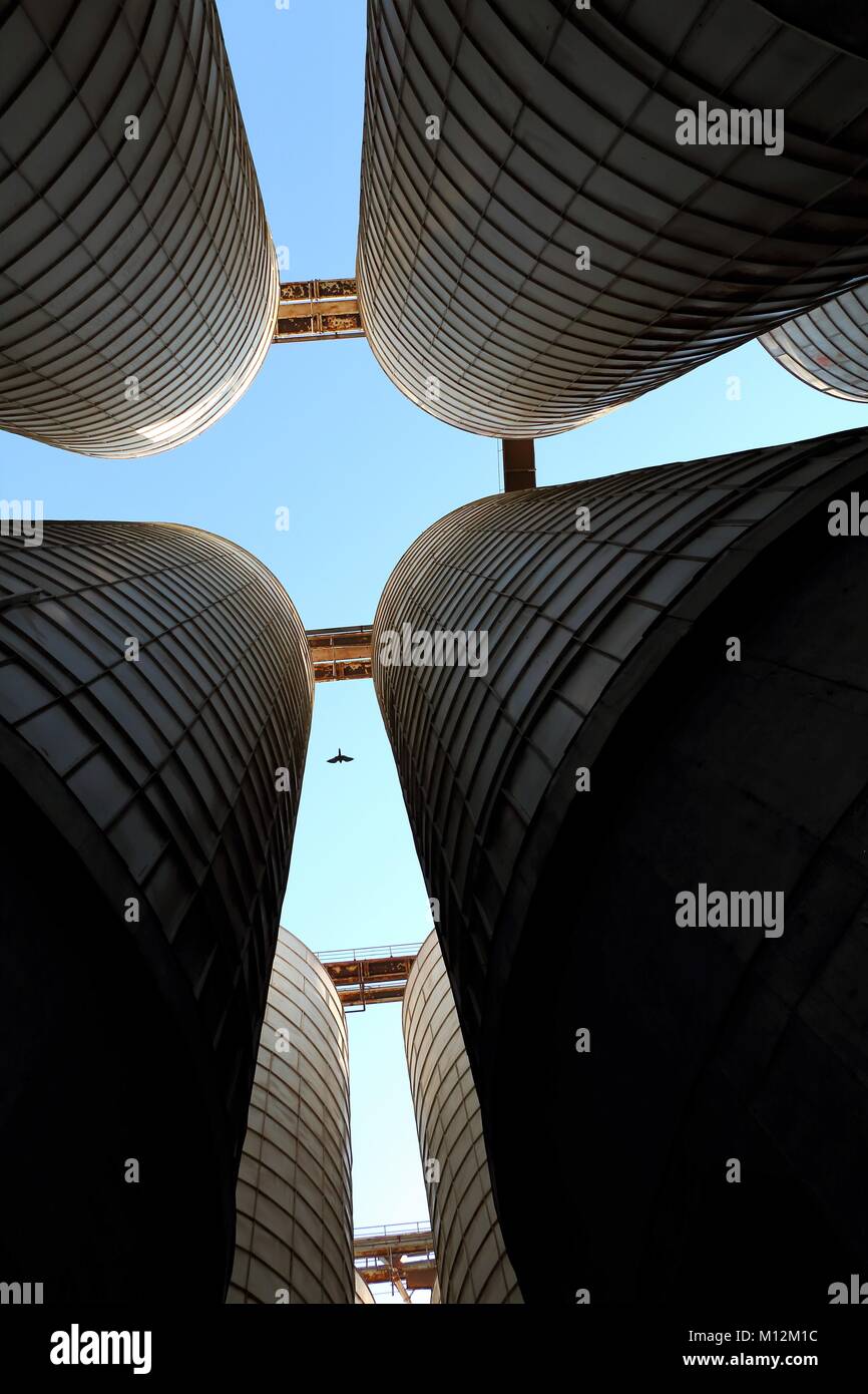 Wheat silos from below Stock Photo - Alamy