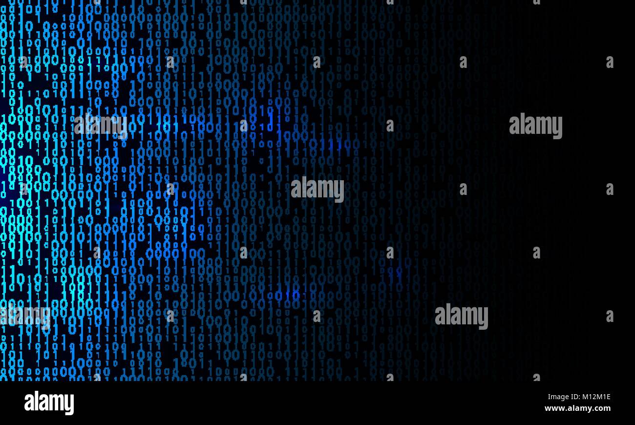 Blue binary background. Modern network algorithm illustration Stock ...