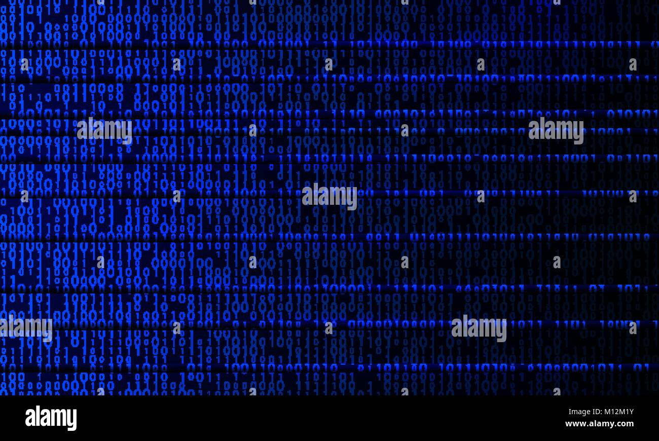 Blue digital binary lines. Virtual reality code background Stock Vector ...