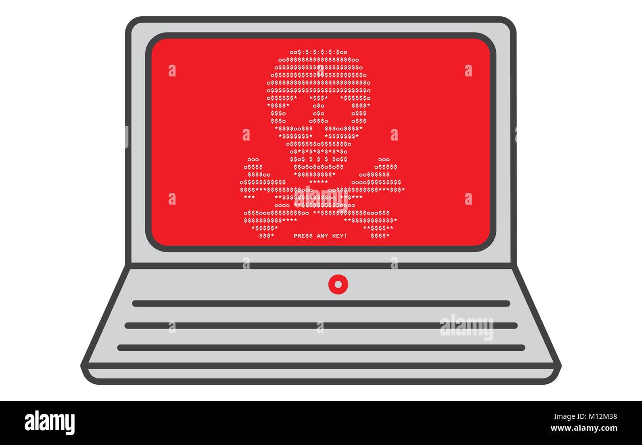 Virus attack on laptop screen, vector illustration Stock Vector Image ...