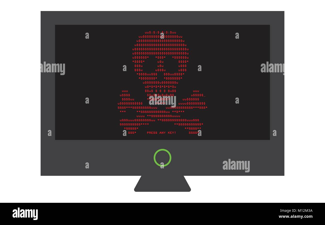 Virus attack on computer monitor screen, urgent shutdown, vector clip art Stock Vector Image ...