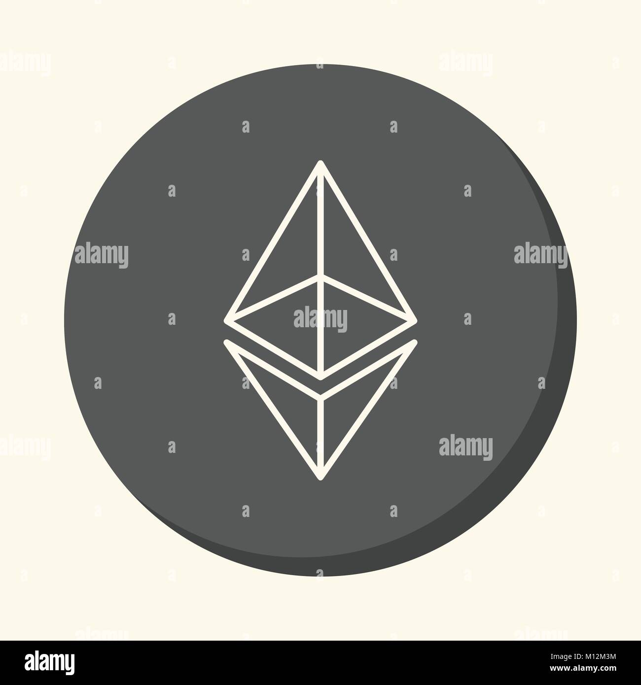 Modified symbol of digital crypto currency Ethereum, vector round icon ...