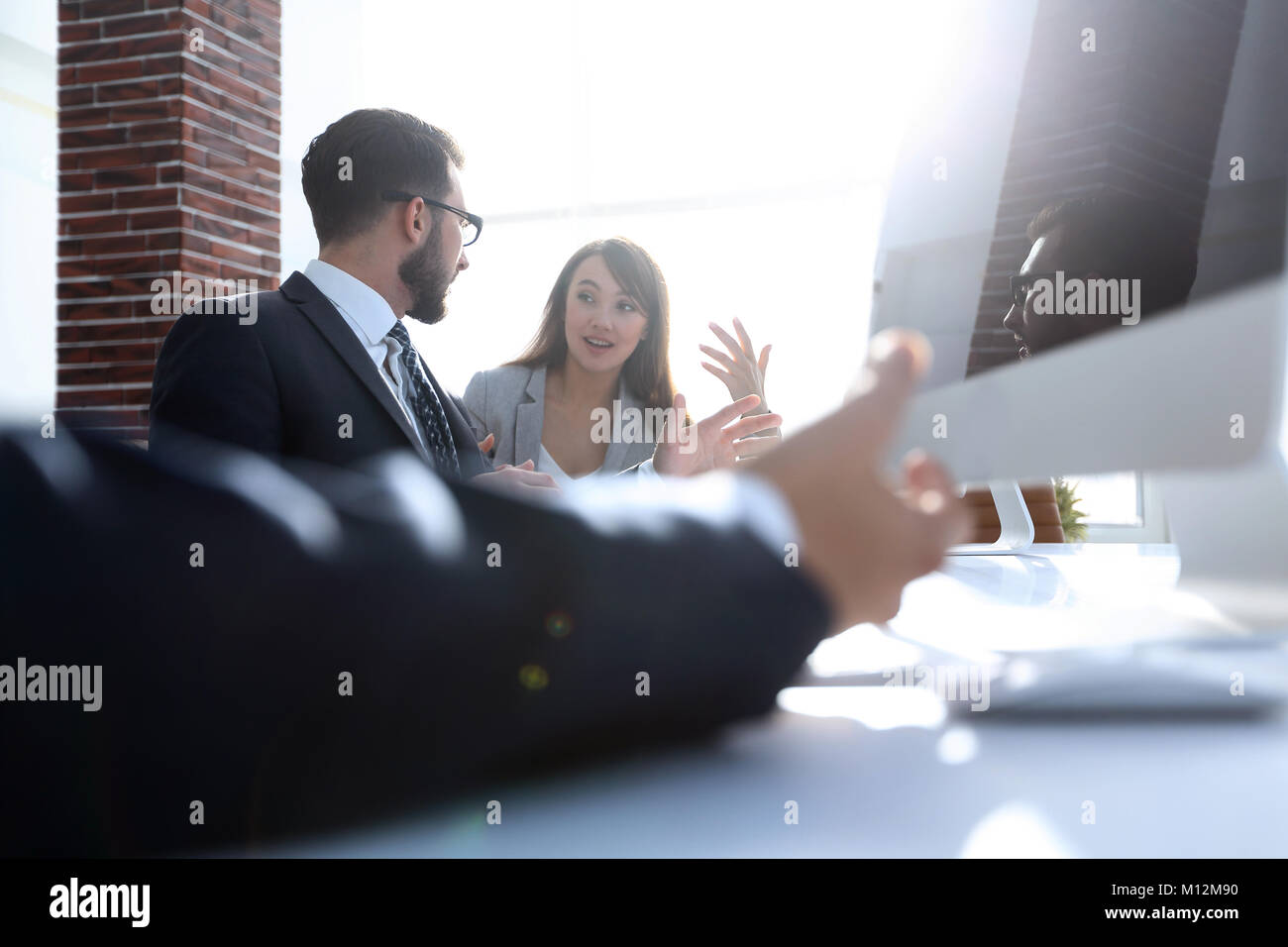 business background.business team talking Stock Photo - Alamy