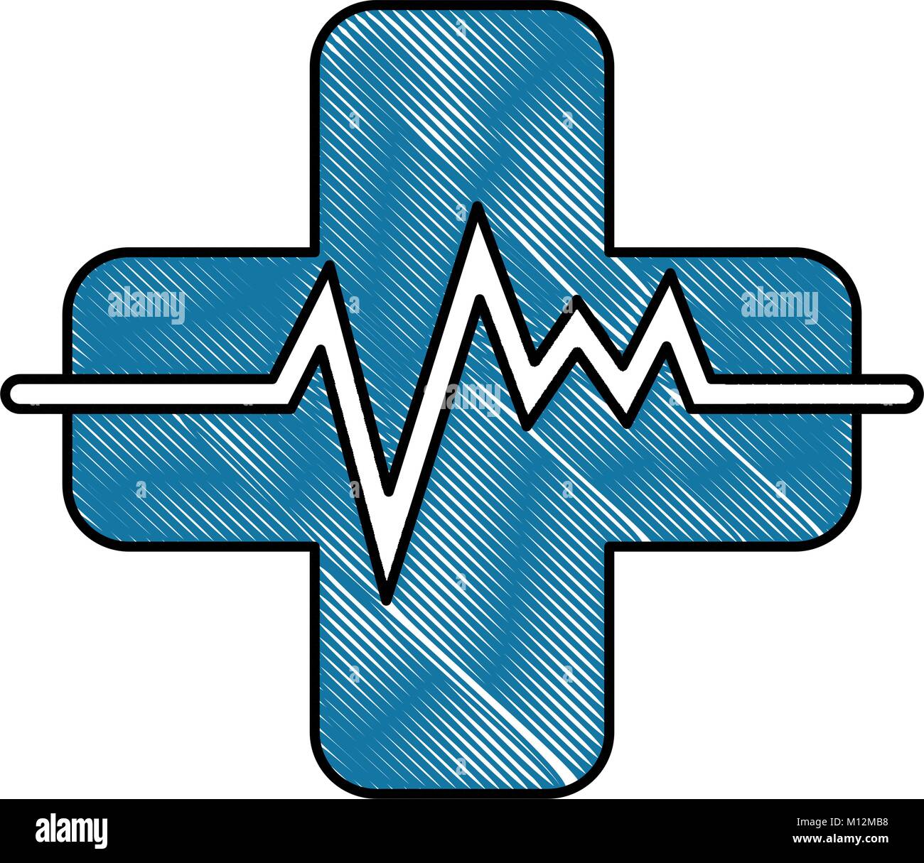 cross with pulse cardiac vector illustration design Stock Vector Image ...