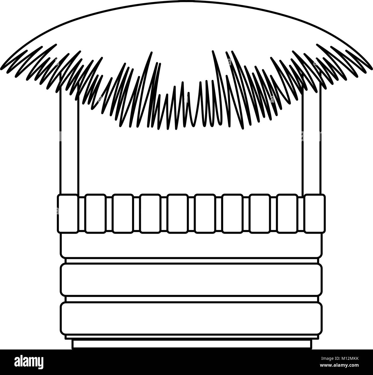 Tropical beach, palm hut Black and White Stock Photos & Images - Alamy