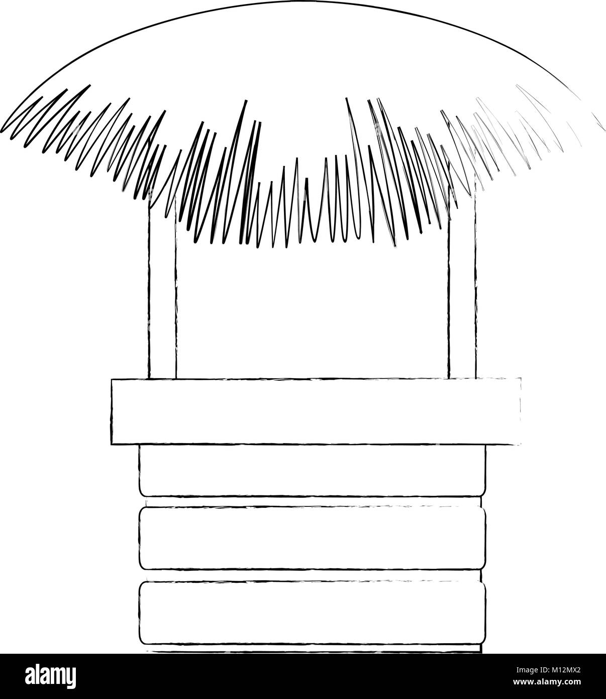 Tropical beach, palm hut Black and White Stock Photos & Images - Alamy