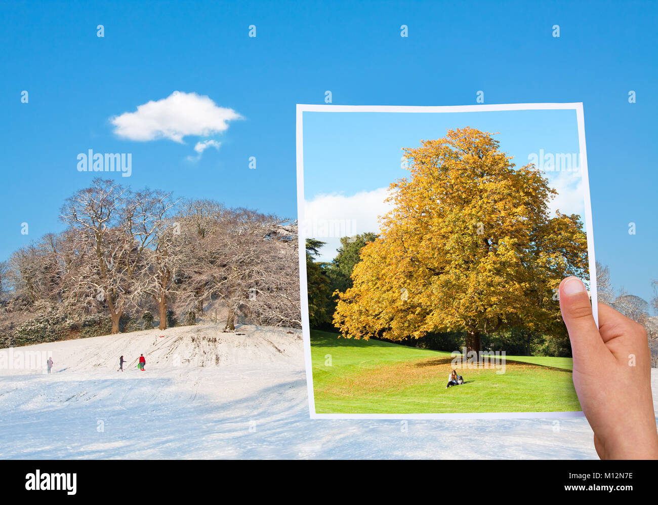 time passing concept autumn vs. winter Stock Photo - Alamy