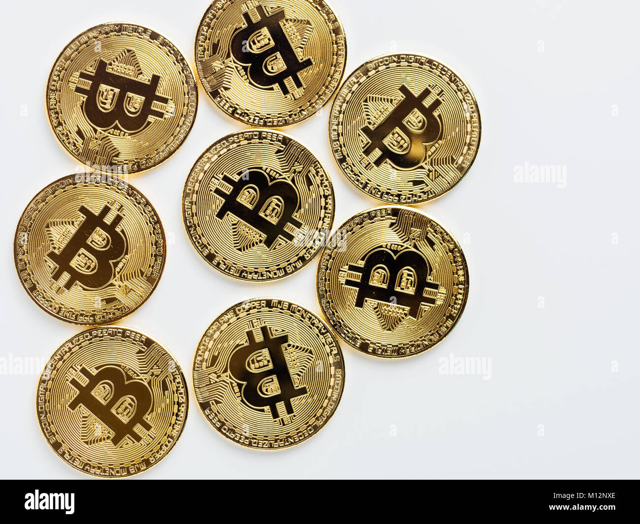 Bitcoin coin models isolated white background Stock Photo - Alamy