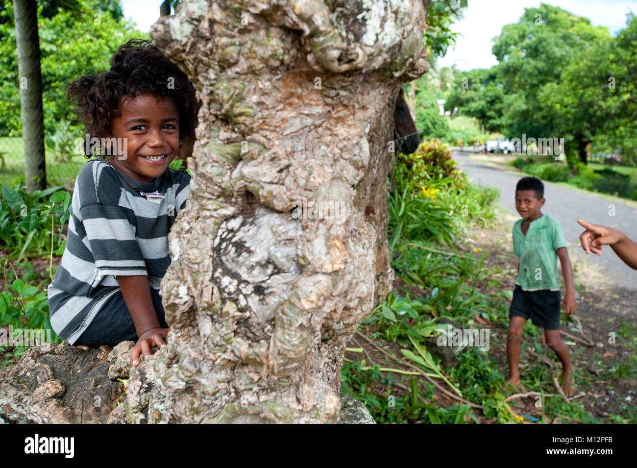 Boys from Vuna village on Taveuni play a game of hide and seek that ...