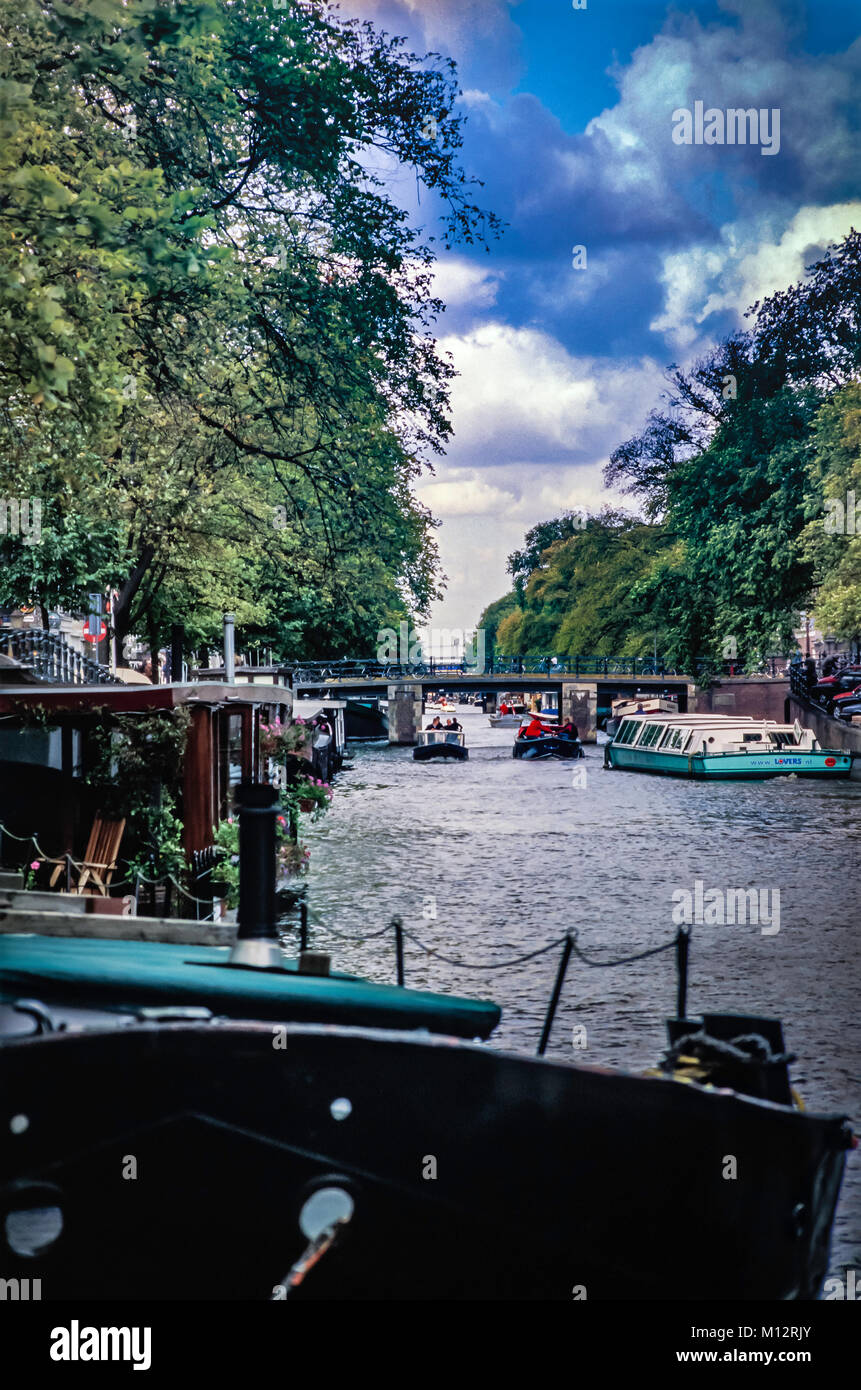 European river cruise and commercial barges Stock Photo - Alamy
