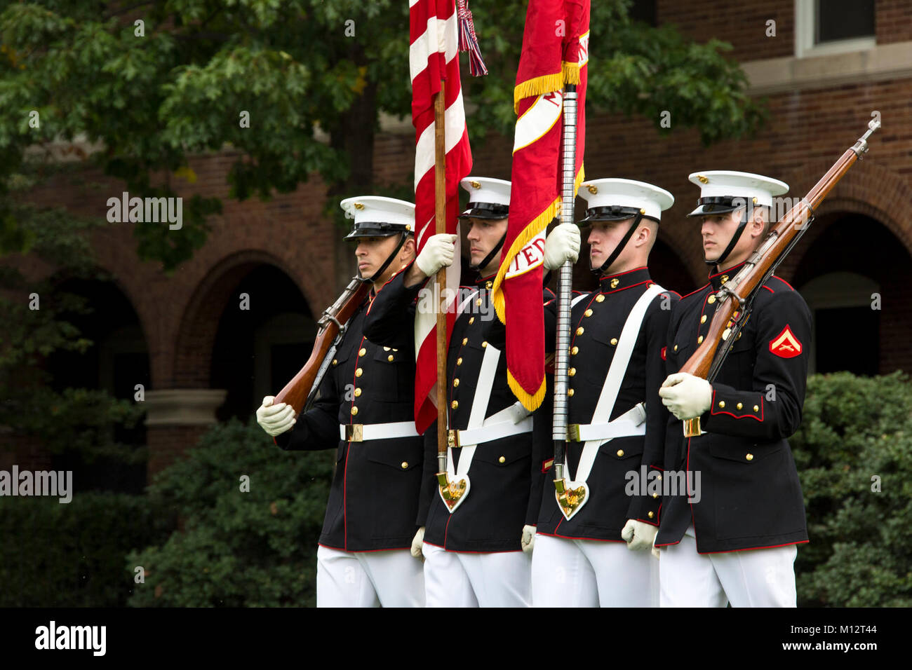 U.S. Marines with the Official Marine Corps Color Guard march on the ...