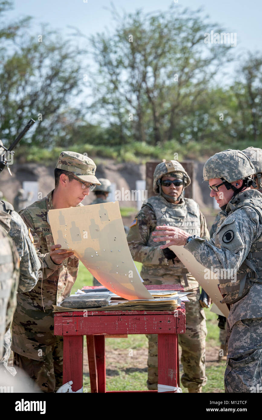 Soldiers of the 103rd Troop Command turn in their targets at the range ...